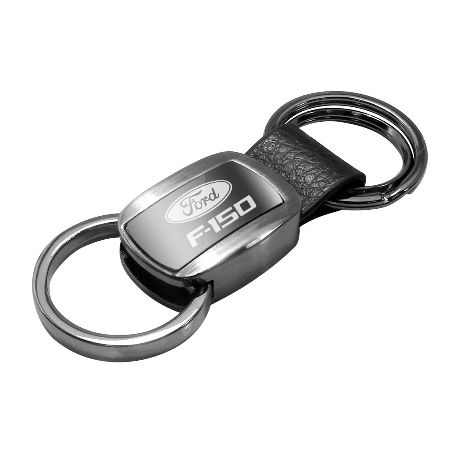 Ford F150 Black Chrome Metal with Genuine Leather Accent Key Chain ...