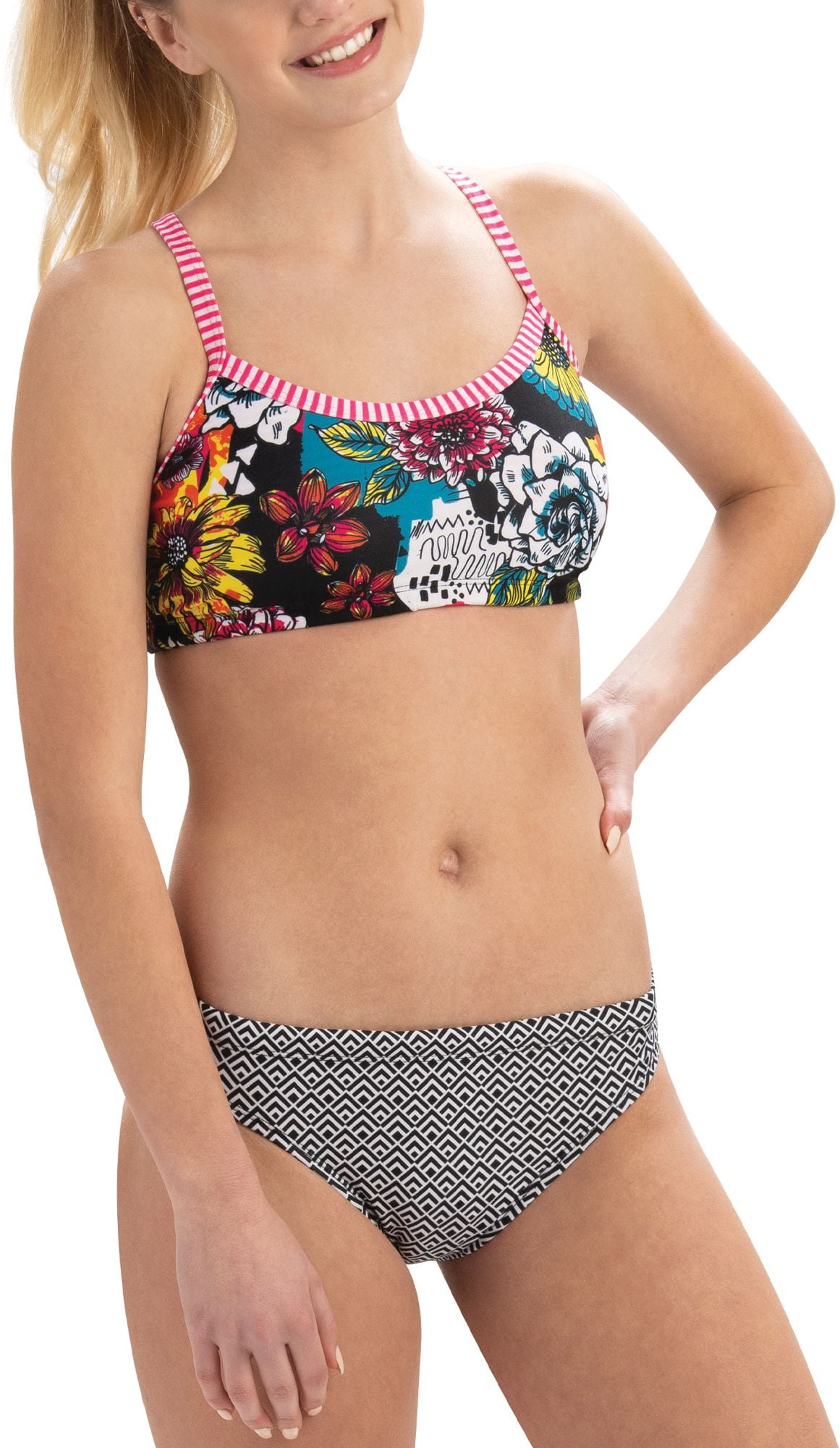 Dolfin Women S Uglies Print Workout Two Piece Swimsuit Walmart