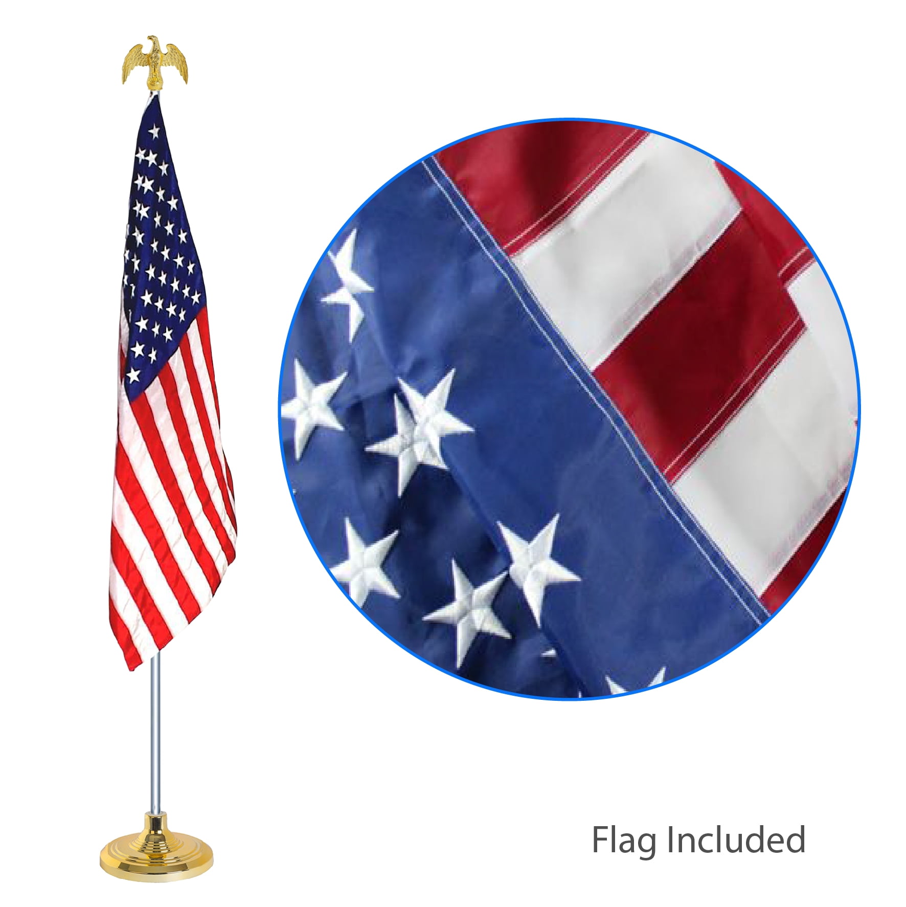 EasyGo 3’ X 5’ American Flag w/Telescoping Indoor Flag Pole Kit w/Base ...