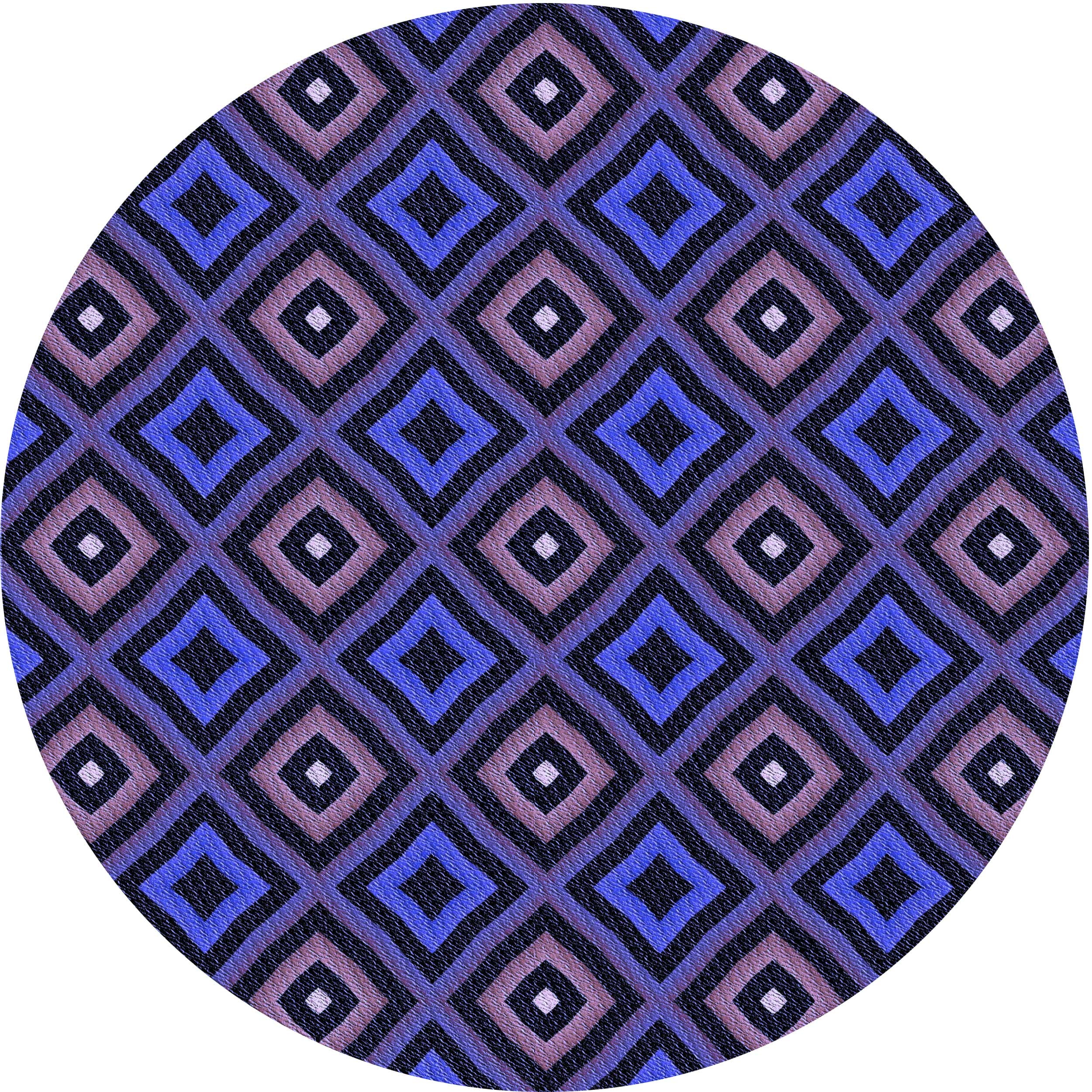 Ahgly Company Indoor Round Patterned Night Blue Area Rugs, 8' Round ...