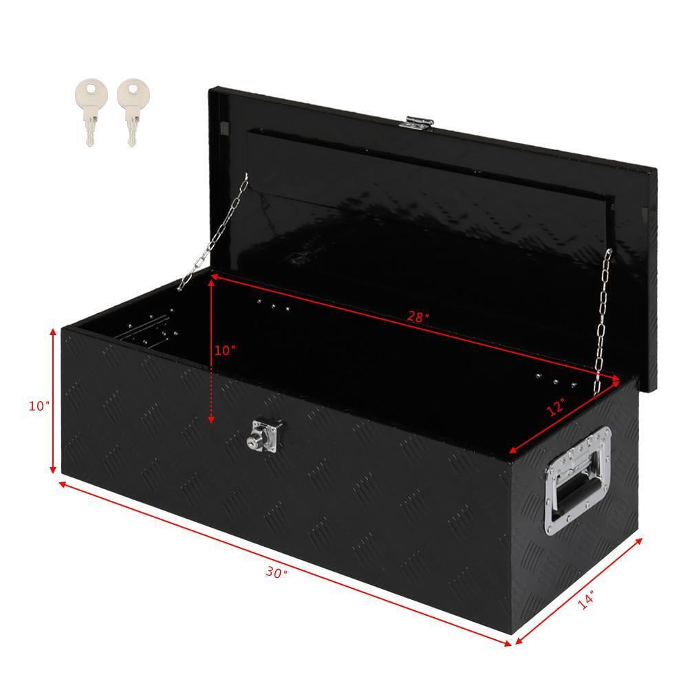 30" Black Aluminum Truck Tool Box with Lock, Underbody Storage Box for ...