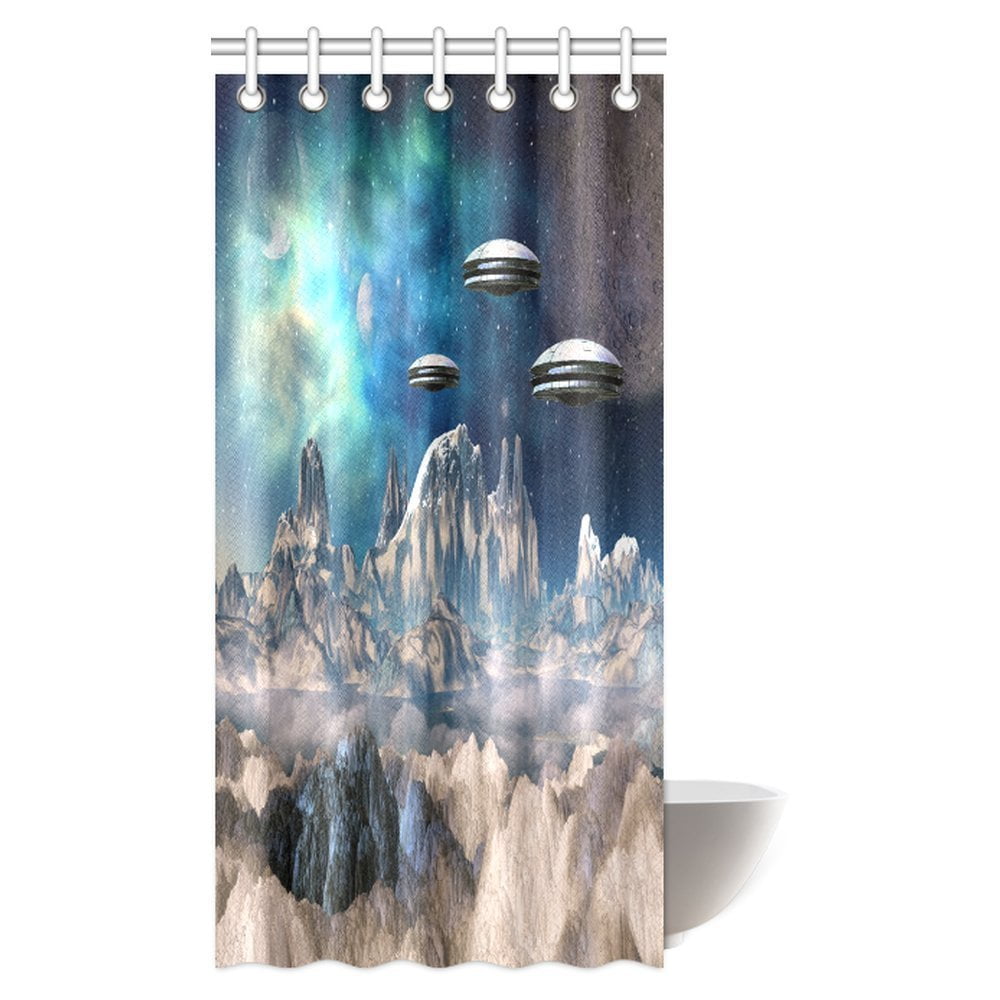 MYPOP Outer Space Shower Curtain, Fantasy Futuristic Science Fiction ...