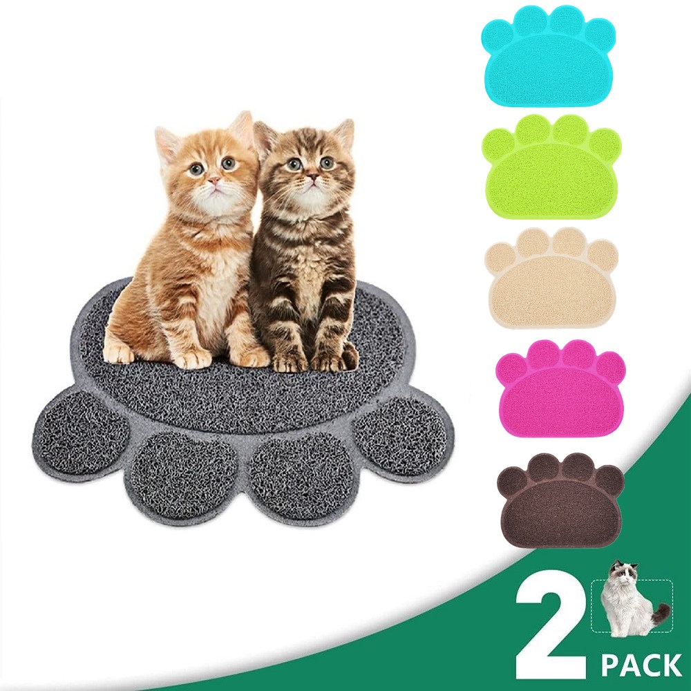 Pet Cats Place Mat, Waterproof Feeding Mat, Aousthop PVC Paw Shaped Mat ...