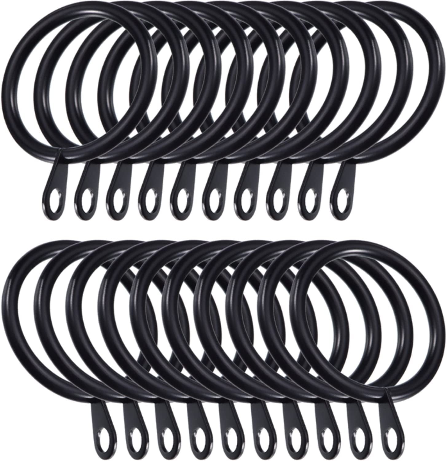 20 Pack Curtain Eyelet Rings Black Metal Hanging Rings for Curtains and ...