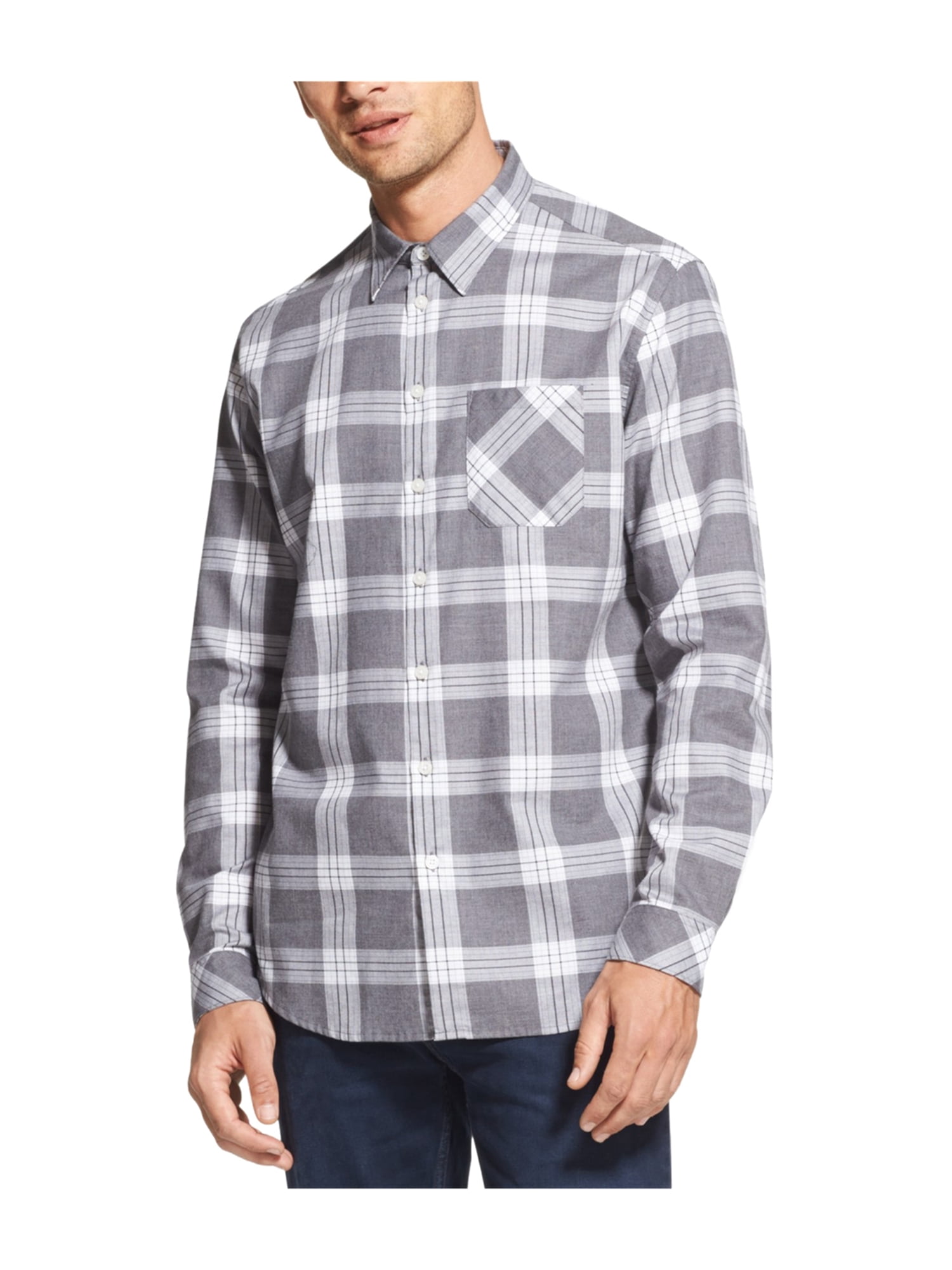 Dkny Mens Plaid Button Up Shirt Gray M Walmart Canada