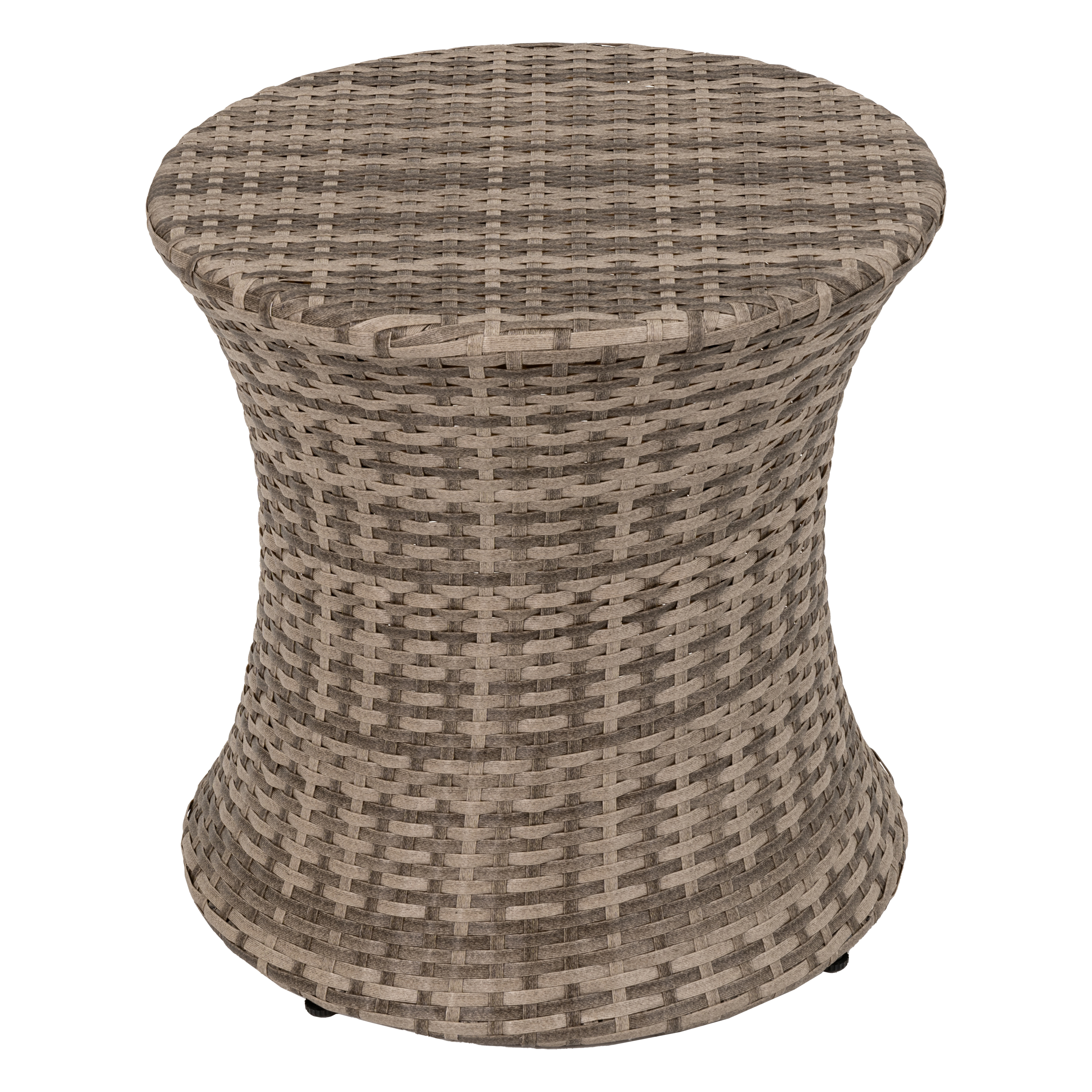 Round Outdoor Patio Side Table Faux Rattan End Table 20 Inch Hourglass ...