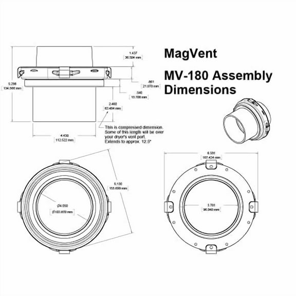 MagVent MV-90 Magnetic Dryer Vent Coupling, 90-Degree Vent Path, Boosts ...