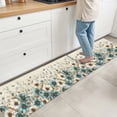 Art Botanical 2 Pieces Non-Slip Kitchen Mat Set, Teal Beige Floral Blue ...