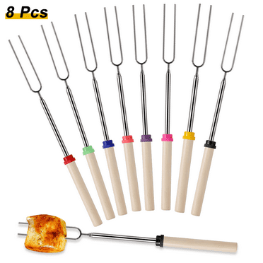 Best 12 PACKS 32" Marshmallow Roasting Sticks Set of 8 BBQ Skewers, Smores & Hot Dog Fork with ...