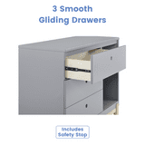 Delta Children Poppy 3 Drawer Dresser with Cubbies, Grey/Natural ...