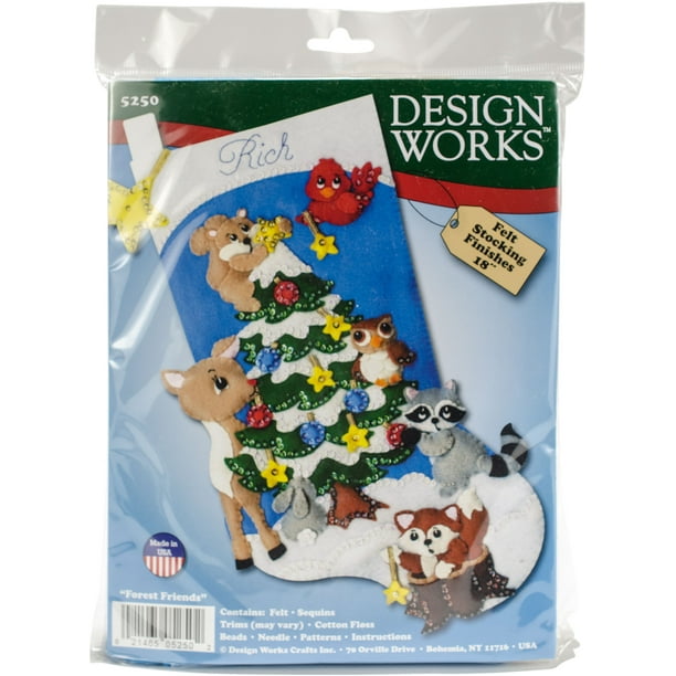 Design Works Felt Stocking Applique Kit 18" Long-Woodland Friends ...