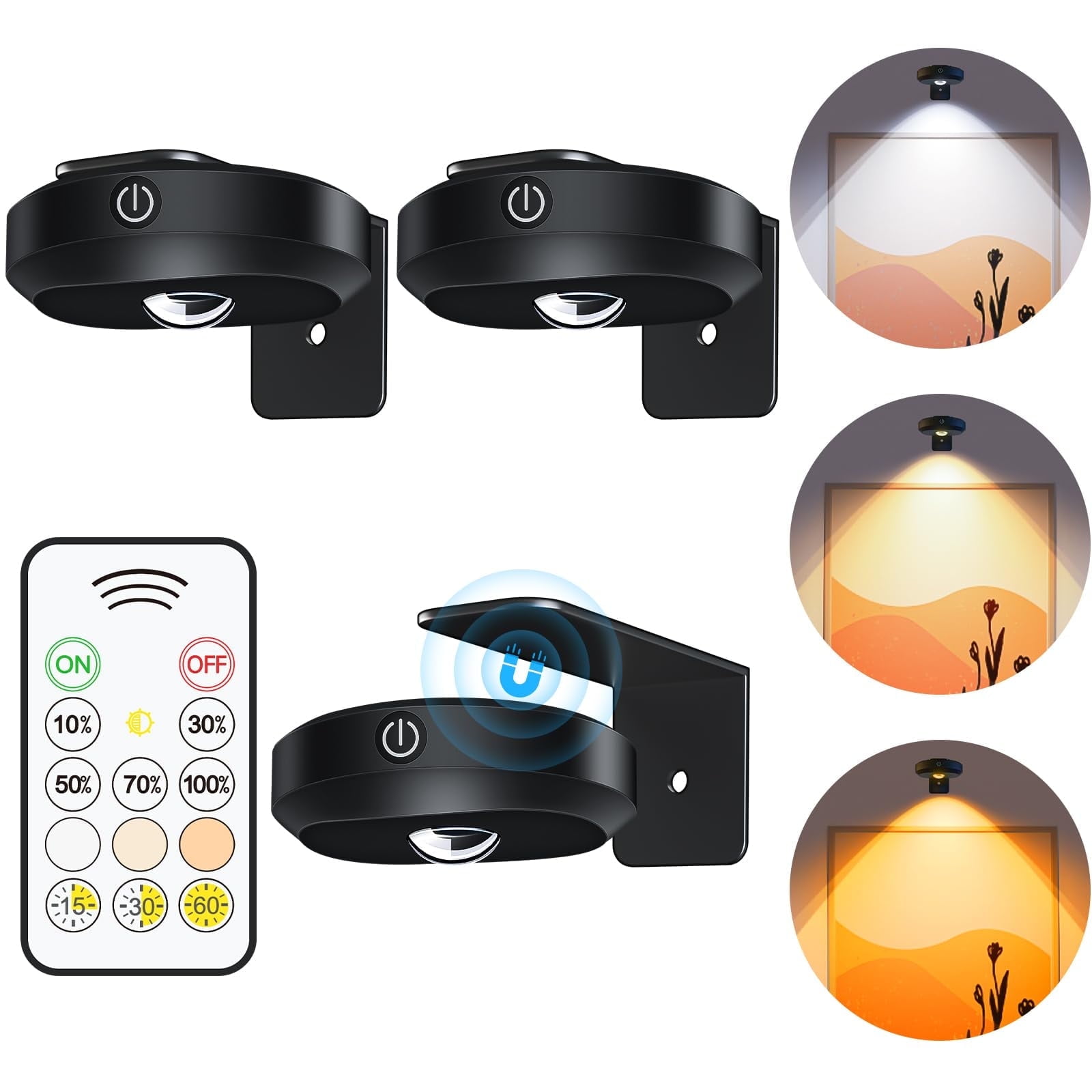 Click here for Willed Picture Lights For Wall  3 Pack 1200mah Rec... prices