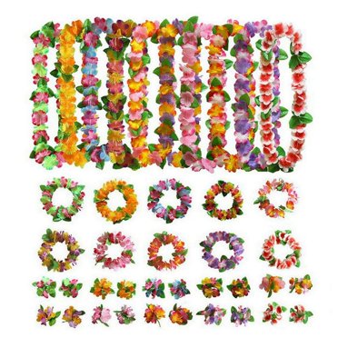 Hawaiian Lotus Tropical Luau Party 40" Long Polyester Fabric Leis, 12 ...