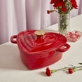 Smith & Clark 3 Quart Enameled Cast Iron Heart-Shaped Dutch Oven, Red ...