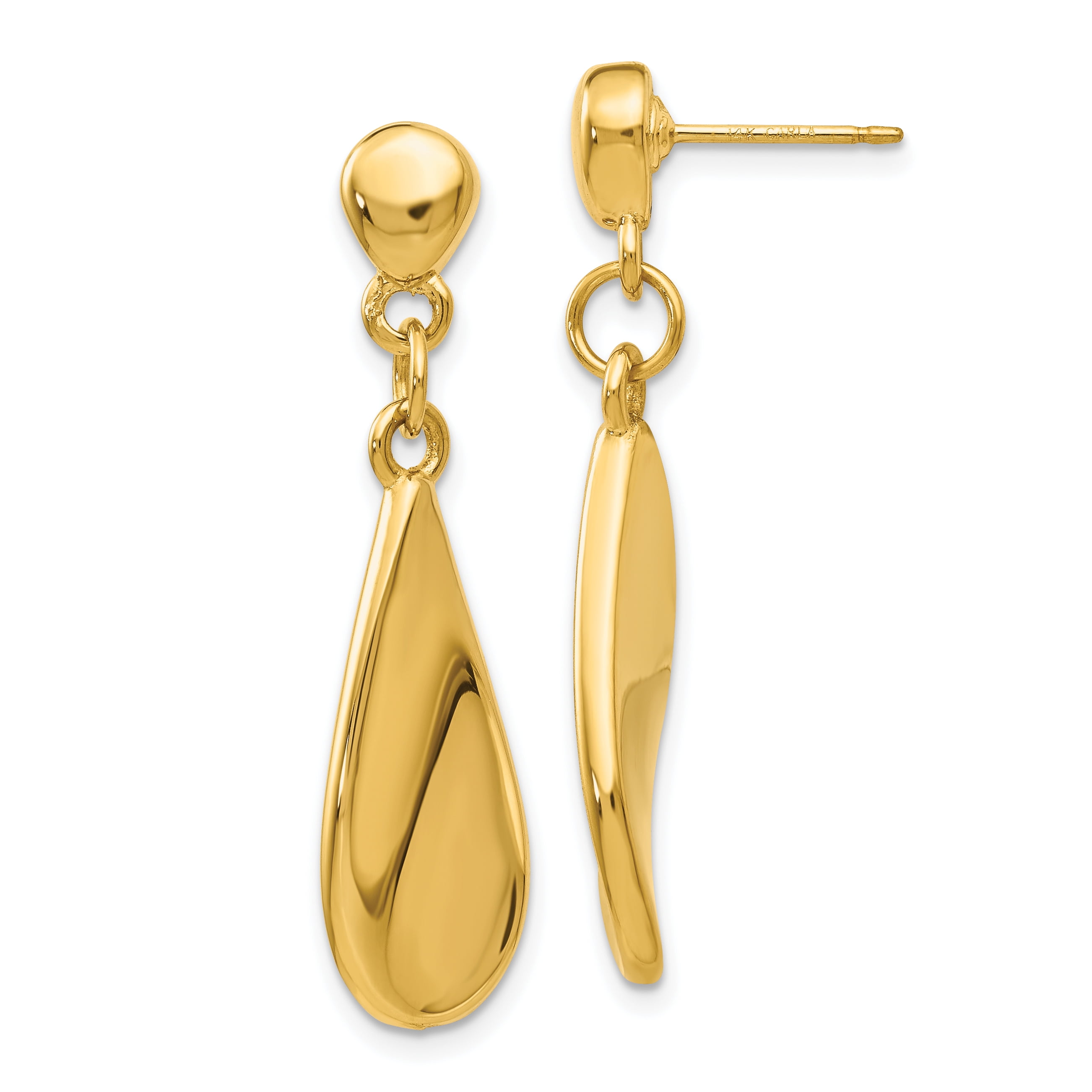 Beautiful 14k Tear Drop Dangle Post Earrings - Walmart.com