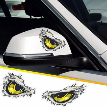 Reflective 3D Eyes Decals Car Stickers Rearview Mirror Car Head Styling ...