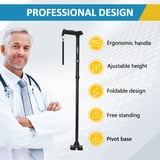 Rehand Adjustable Folding Walking Cane with 4 Tipped Base, 360 Pivot ...