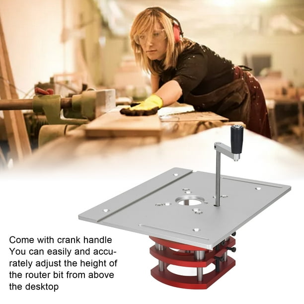 Router Lift With Top Plate Manual Router Lift Systems For 3 1 2 Diameter Motors 7 7 8 X 9 7 16 Router Plate Woodworking Router Table Insert Plate For Trimming Chamfering Walmart