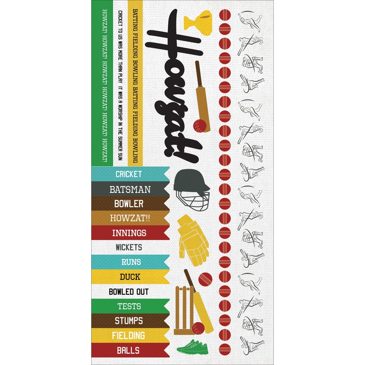 Game On! Cardstock Stickers 6"X12"-Cricket, Pk 5, Kaisercraft - Walmart.com