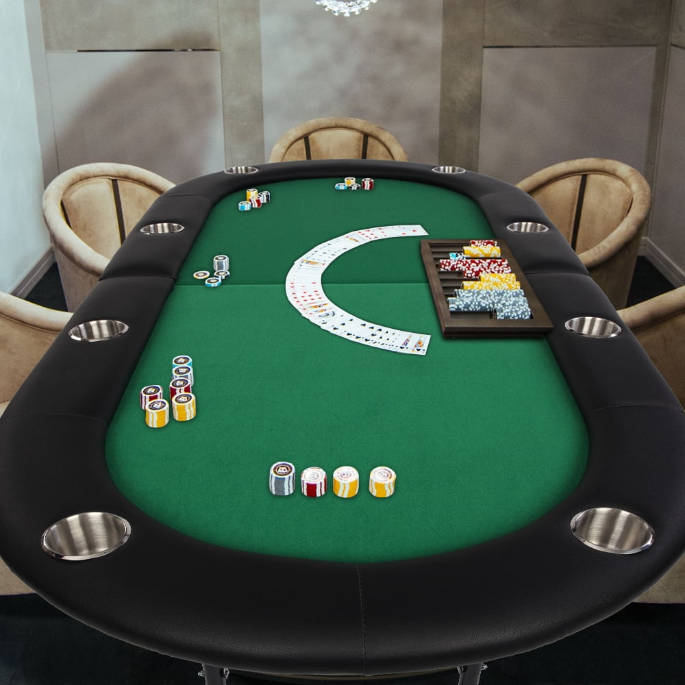 Buy PEXMOR 8 Player Folding Play Poker Table with Stainless Steel Cup ...