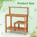 Auranook Outdoor Potting Bench Table, Solid Wood Potting Table with ...