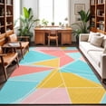 Abstract Triangles Area Rugs 4x6ft Art Pastel Mosaic Minimalist Pink ...