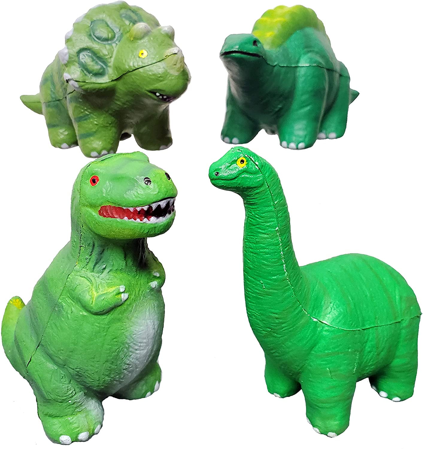 Dinosaur Squishy Toy Set Of 4, Include T-Rex, Stegosaurus,