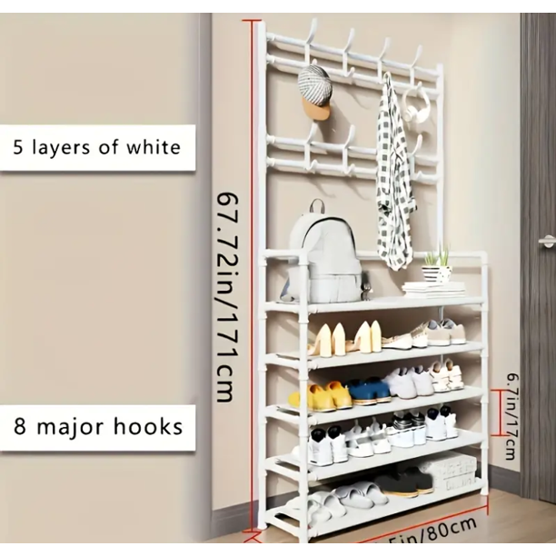 Clothes Rack Shoe Rack Stainless Steel Wardrobe Space Suitable for ...