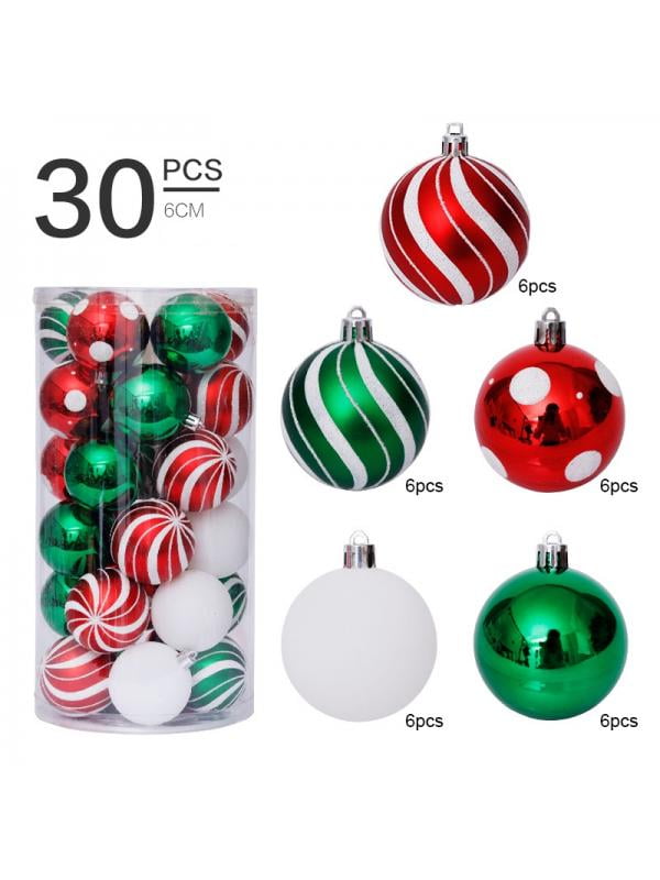 30Pcs Glitter Christmas Balls Baubles Xmas Tree Hanging Ornament ...