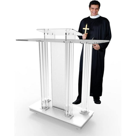 Clear Rolling Floor Podium with Casters Floor-Standing Vertical Podium ...
