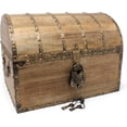 Antiqued Finished Wood Treasure Chest with Decorative Rivets and ...