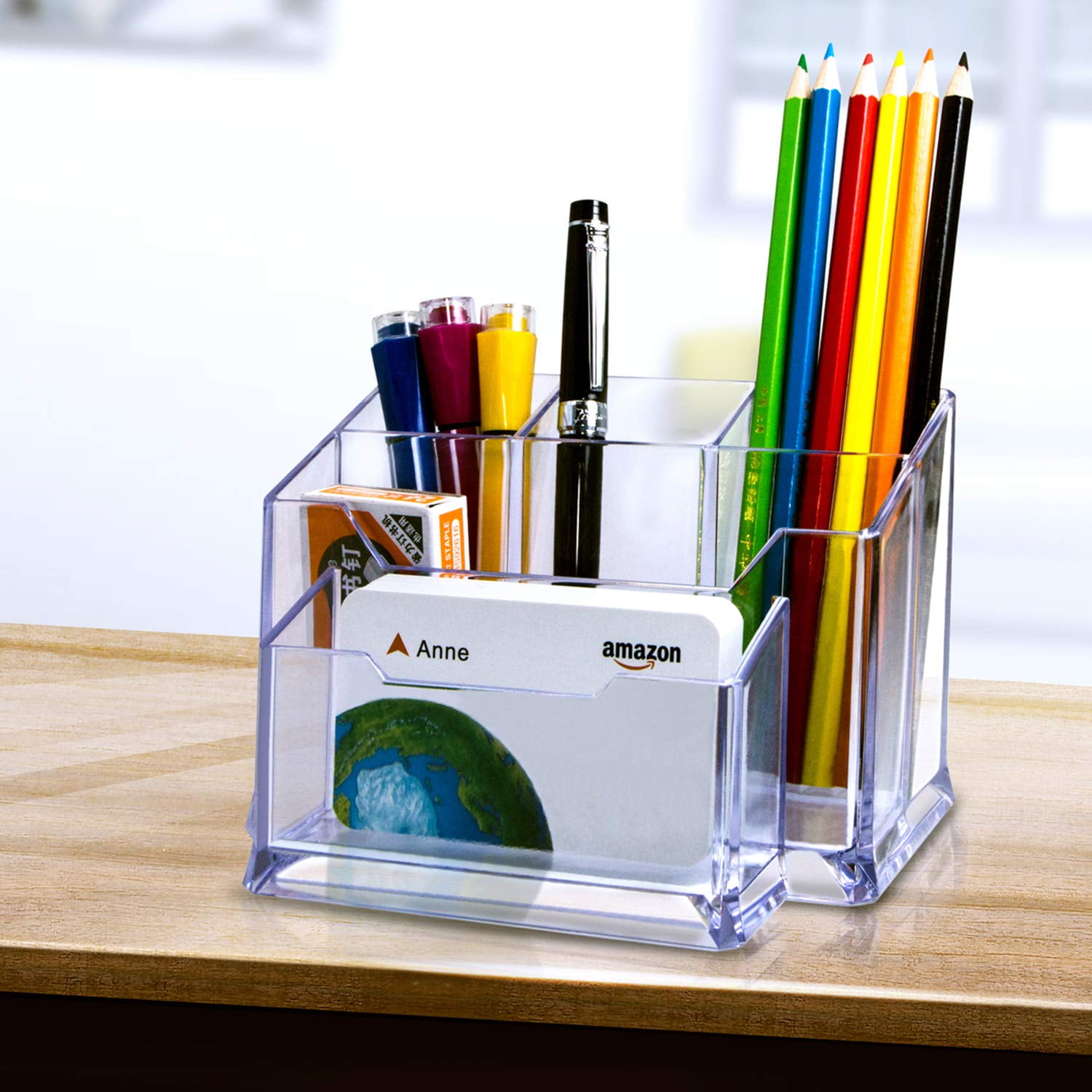 Pro Space Acrylic Pen Holder Desktop Organizer Plastic/Makeup Organizer ...