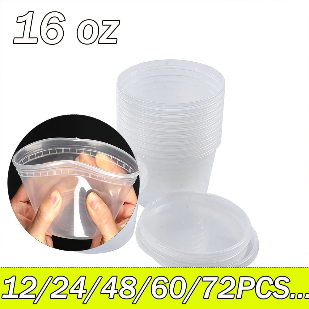 Deli Grade, BPA Free 16oz Plastic Containers with Lids, Leakproof ...
