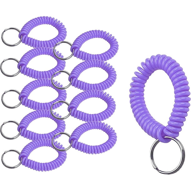 2" Spiral Wrist Coil with Steel Key Ring, Multi-Color Flexible Wrist ...