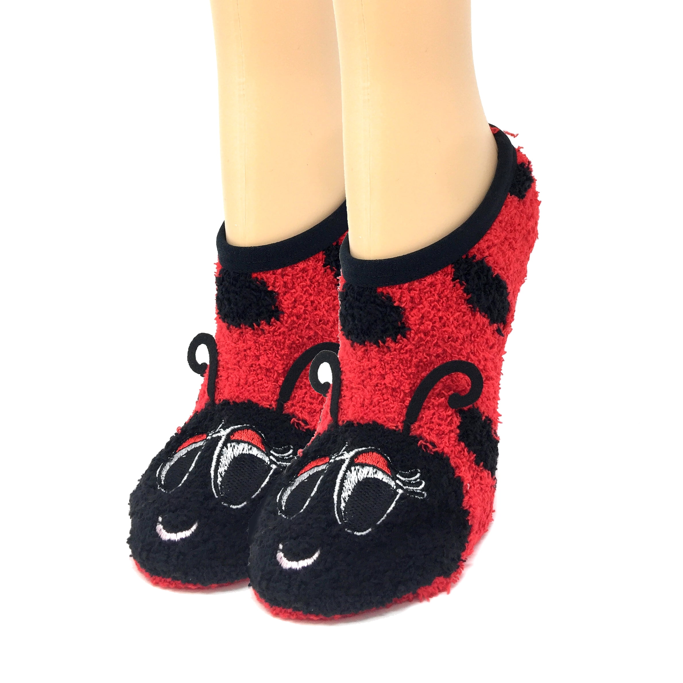 Oooh Geez Women's Fuzzy Slipper, Lady Bug, Cozy Warm Cute Non-Skid ...
