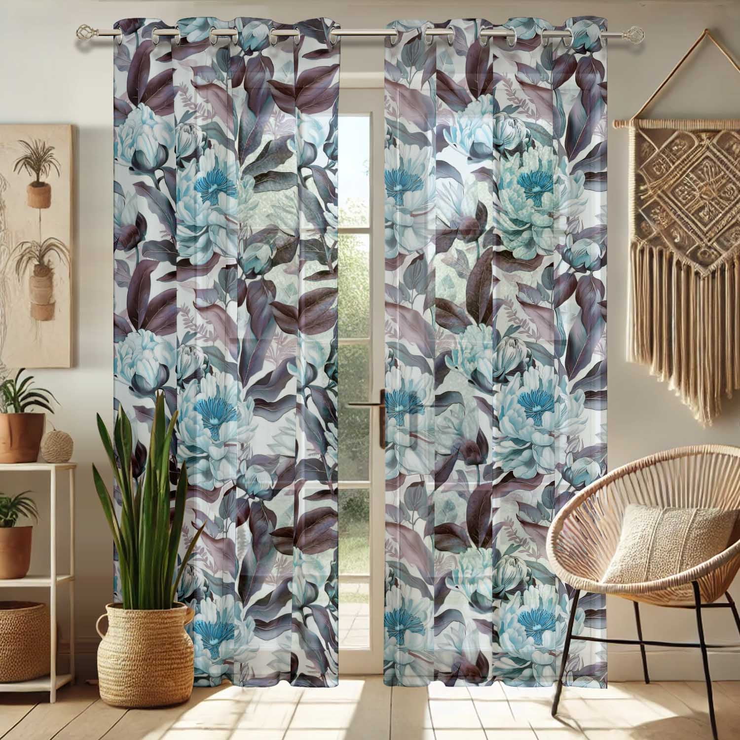 Click here for Vargottam Peony Botanical Print Sheer Curtains For... prices