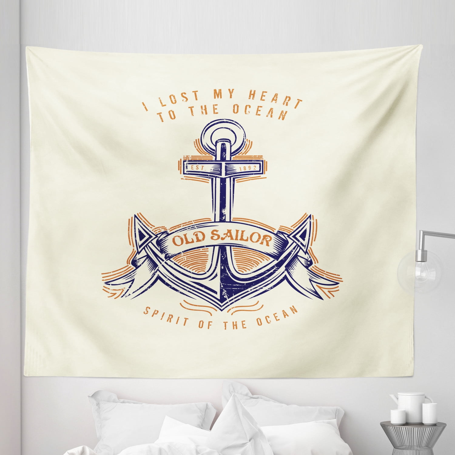 Ocean Tapestry, Old Sailor Sign Firmly Anchored to the Ocean Image in ...