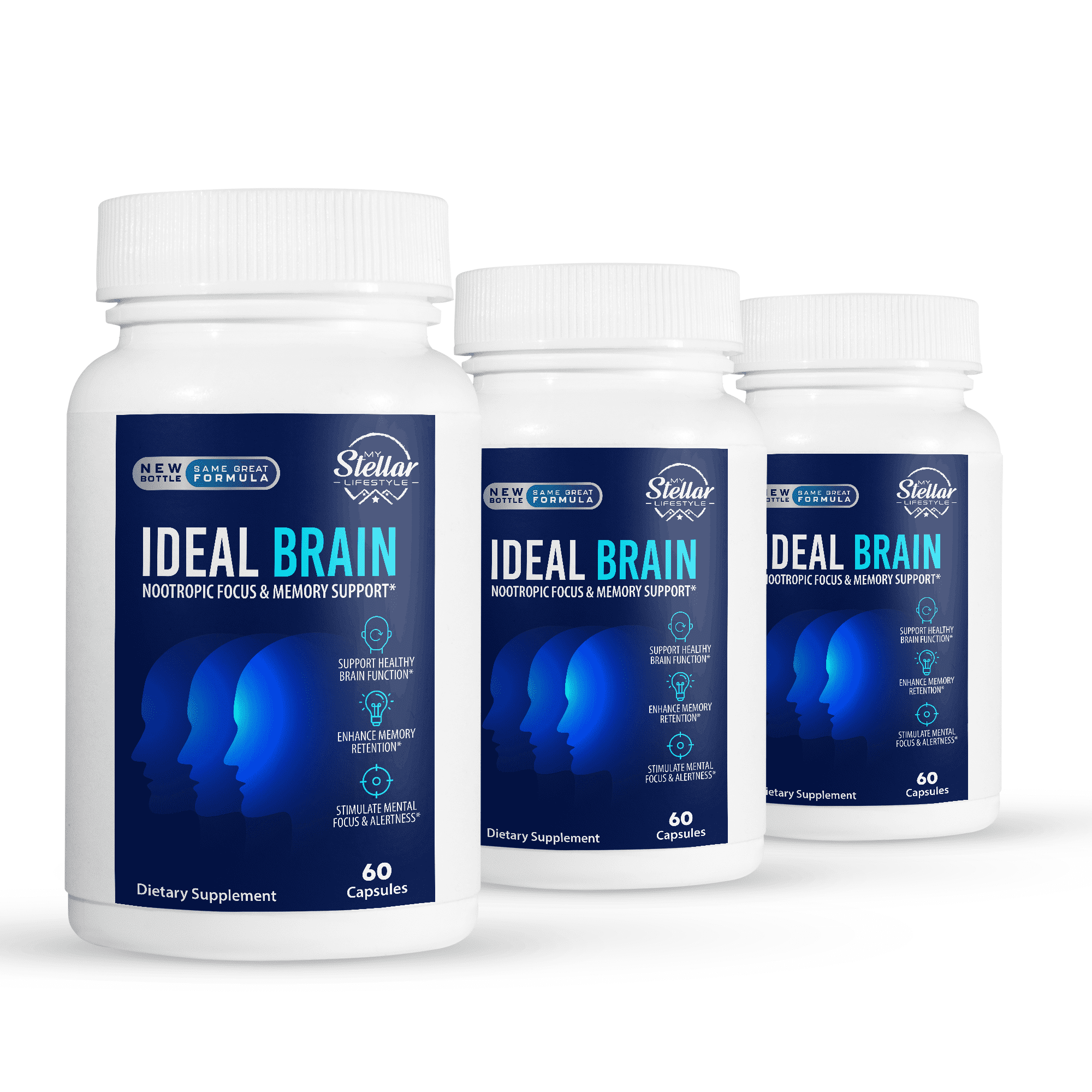 3 Pack Ideal Brain, support healthy brain function-60 Capsules x3 ...