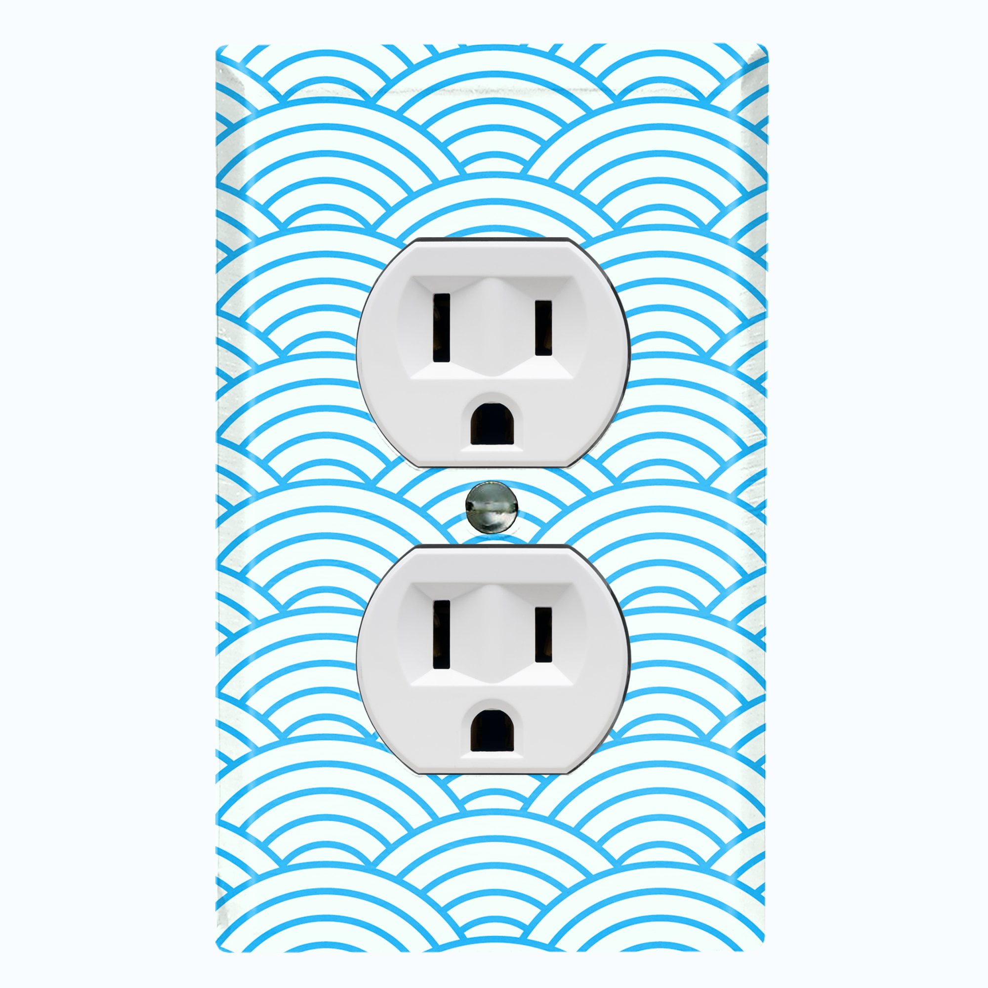 Metal Light Switch Plate Cover Japanese Sea Wave Pattern Teal Wallpaper ...