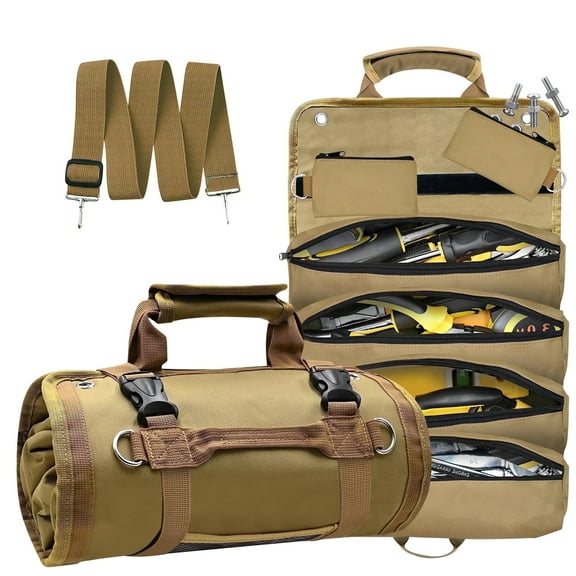 3U Canvas Roll up Tool Bag Wrench Roll Up Pouch Organizer Car Tool ...