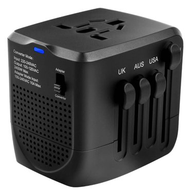 Travel Adapter, Universal All-in-one Worldwide International Travel Plug Converter-USA EU AUS/NZ ...