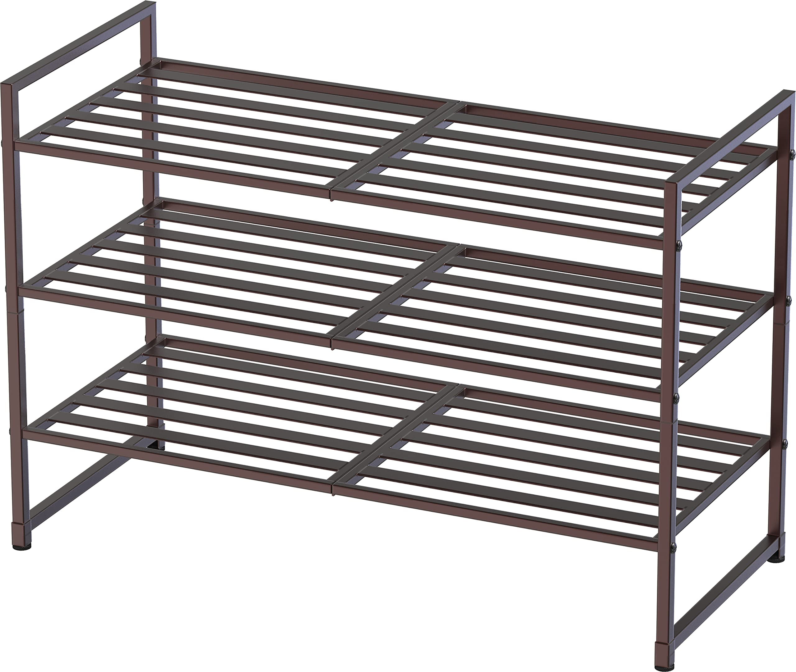 Simple Houseware 3-Tier Stackable Metal Panel Shoes Rack, Bronze ...