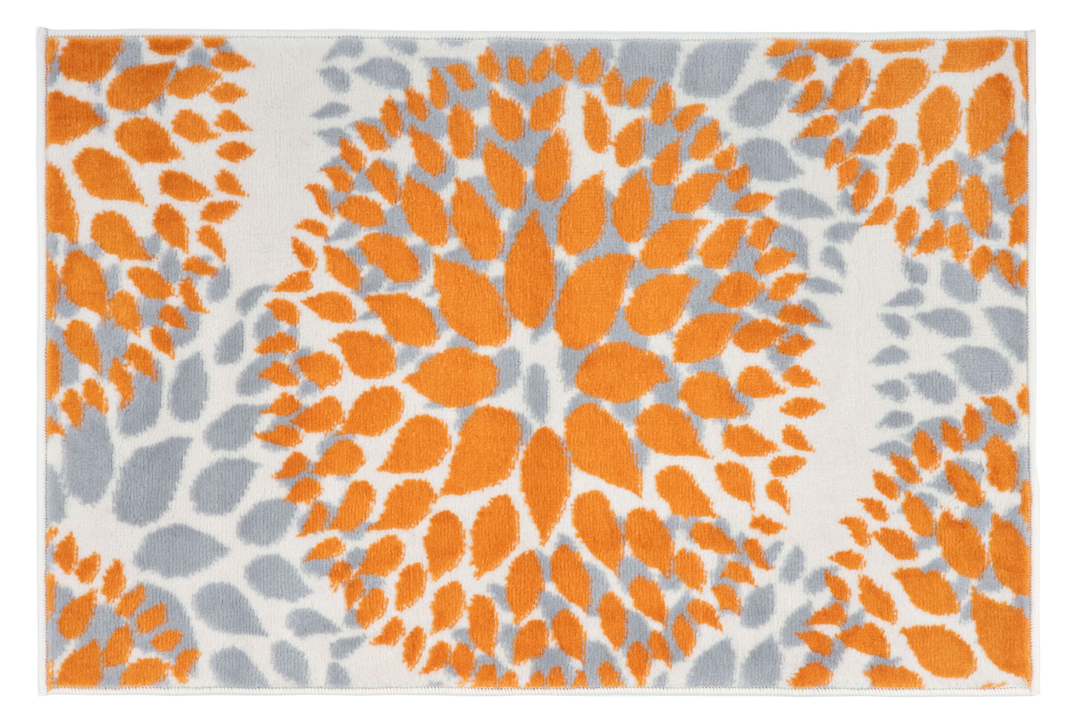 Modern Floral Circles Orange 2'x3' Area Rug - Walmart.com