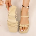 Afuyipoi Women's Flat Sandals One Strap Thin Plus Size Comfortable ...