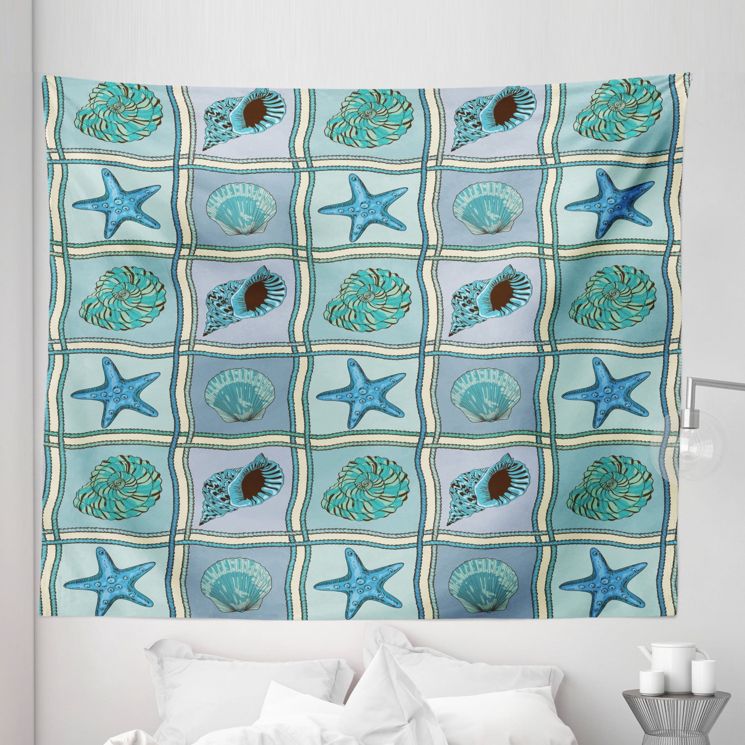 Starfish Tapestry, Marine Patchwork Style Inspired Pattern with ...