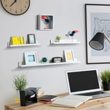 Muzilife, Set of 2 White Wooden Floating Shelves, 12 inch - Walmart.com