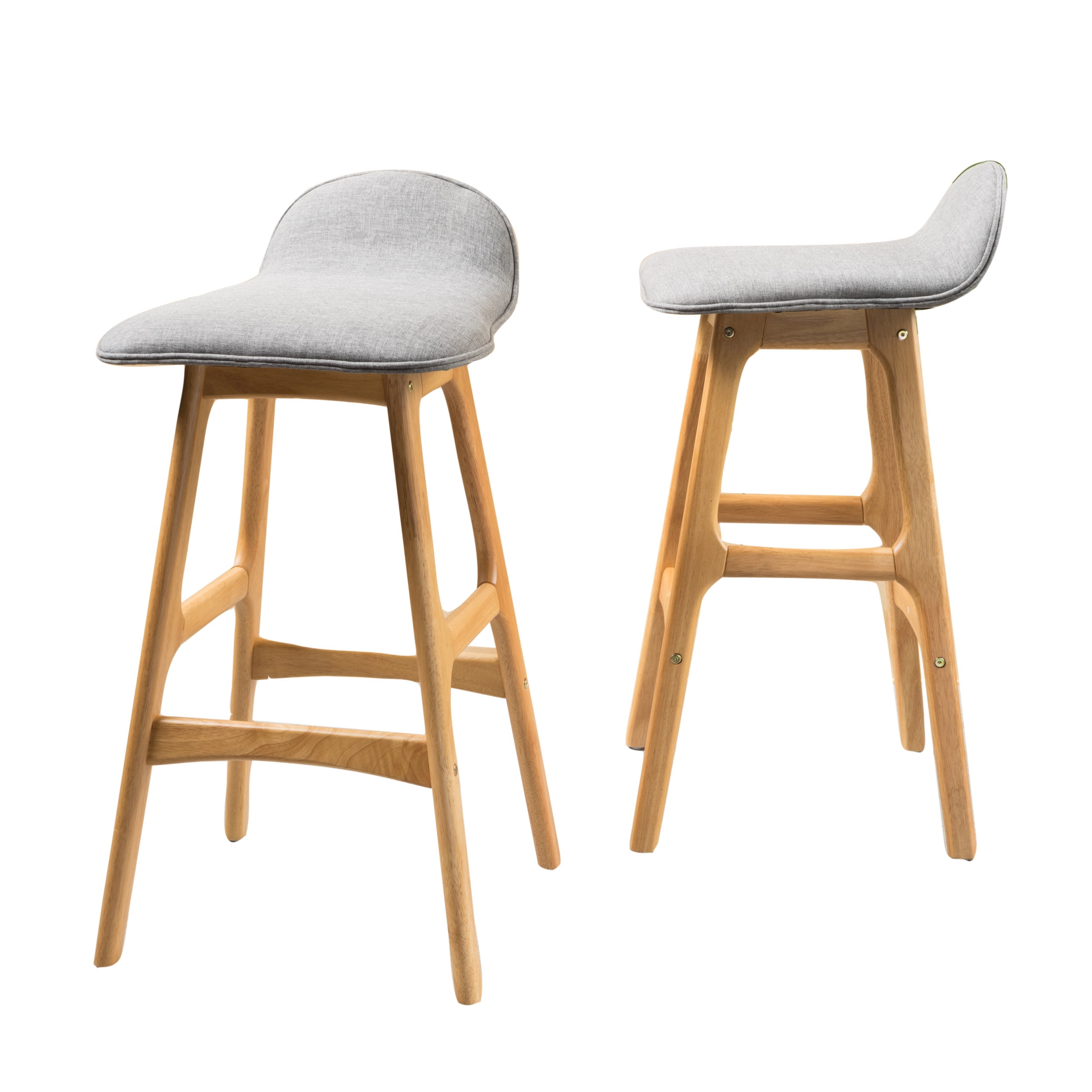 Tolle Mid-Century Modern Upholstered Barstools (Set of 2), Gray and ...