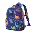 Cartoon Dino School Backpack with Vibrant Roaring Dinosaur and Abstract ...