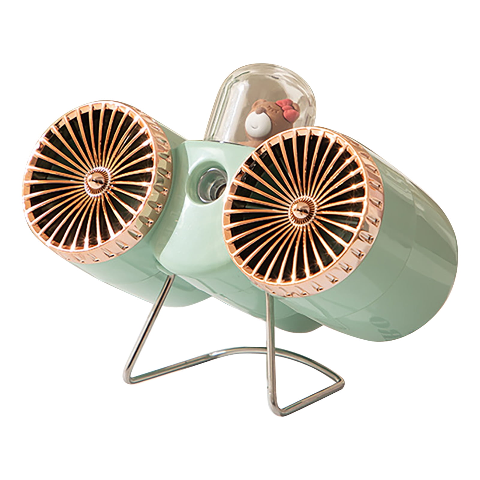 Summer Desk Fan, Mini Fan Silent Powerful Cute Cartoon Dual Head Desk ...