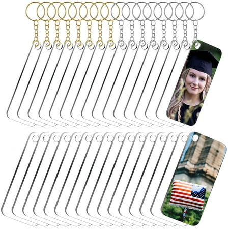 46 Pieces Rectangle Clear Acrylic Keychains Blank Set 2 Sizes DIY ...